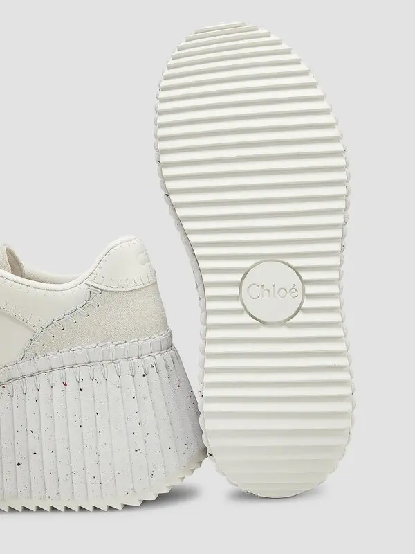 Chloé Nama Leather Platform Sneakers - White