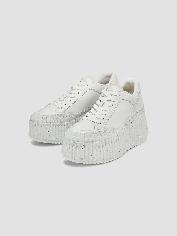 Chloé Nama Leather Platform Sneakers - White