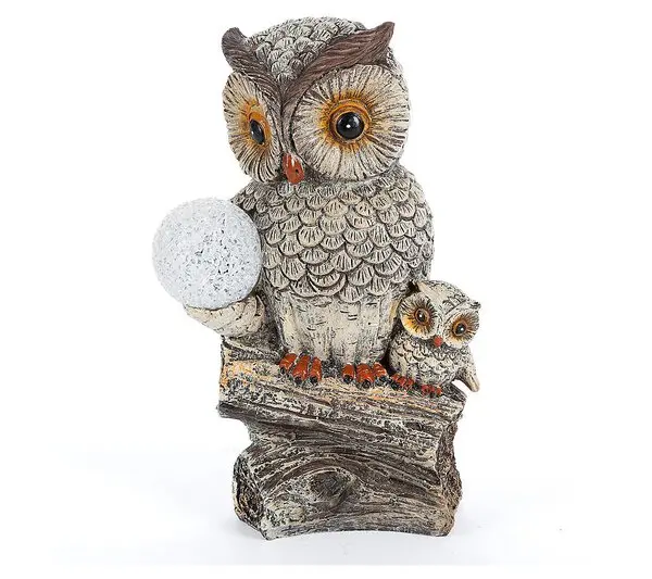 GERSON INTERNATIONAL 11.5 In. Solar Resin Owl Statue Gerson Inter National - One-color