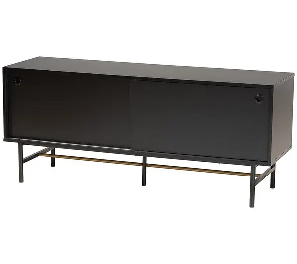 BAXTON STUDIO Truett Dark Brown Wood And Black Etal Tv Stand - One-color