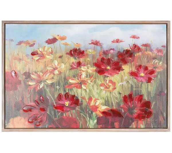 MELROSE Framed Floral Canvas Art 35.5'l