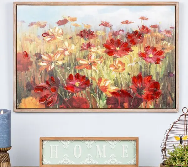 MELROSE Framed Floral Canvas Art 35.5'l