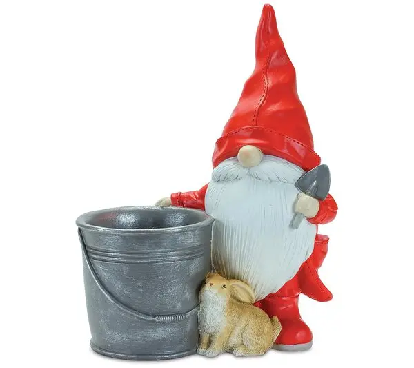 MELROSE Raincoat Gnome Statue With Planter 24.7 5'h