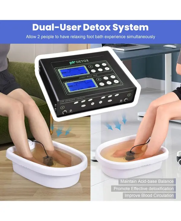 YESCOM Dual User Foot Bath Machine Ionic Detox Foot Spa Cell Cleanse Machine Lcd Tool - Natrual