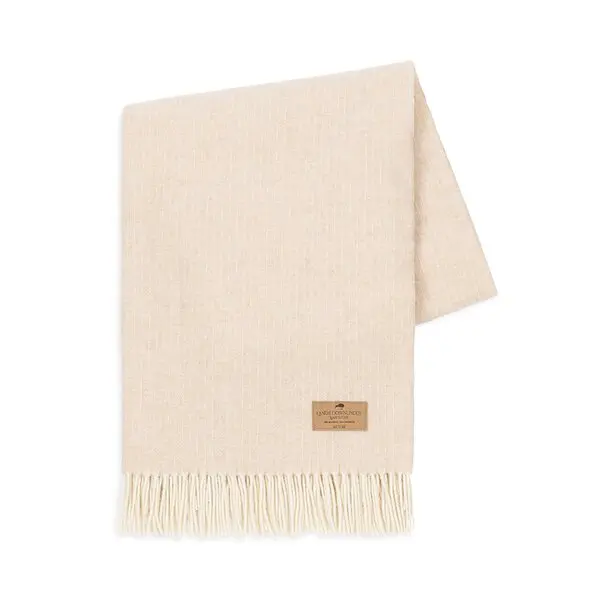 LANDS DOWNUNDER Pinstripe Lambswool Cashmere Throw - Ivory