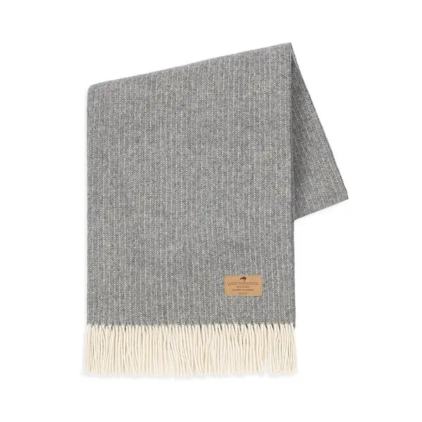 LANDS DOWNUNDER Pinstripe Lambswool Cashmere Throw - Slate