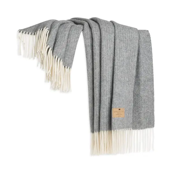LANDS DOWNUNDER Pinstripe Lambswool Cashmere Throw