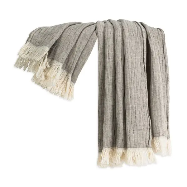 LANDS DOWNUNDER Soho Cotton Linen Throw - Stone