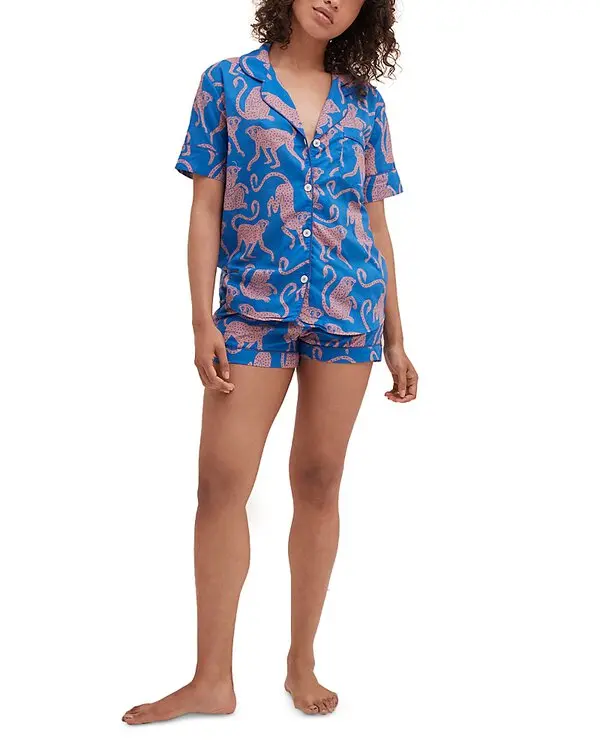 Desmond & Dempsey Deia Short Pajama Set - Chango Blue/pink