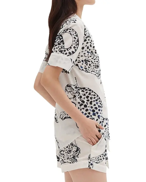 Desmond & Dempsey Cotton Jaguar Shorts Pajama Set - Cream