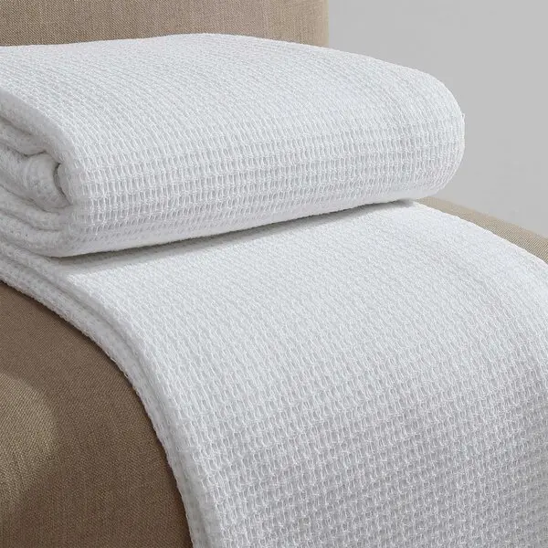 Calvin Klein Honeycomb Cotton Blanket - White