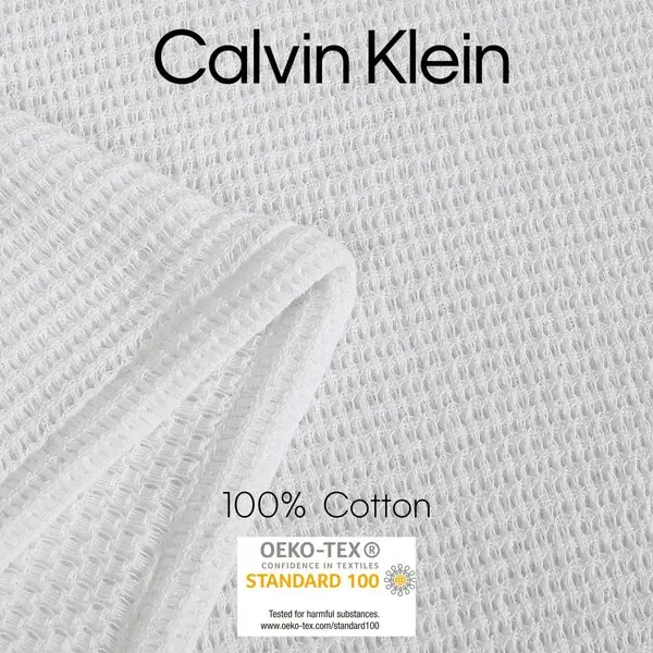 Calvin Klein Honeycomb Cotton Blanket - White