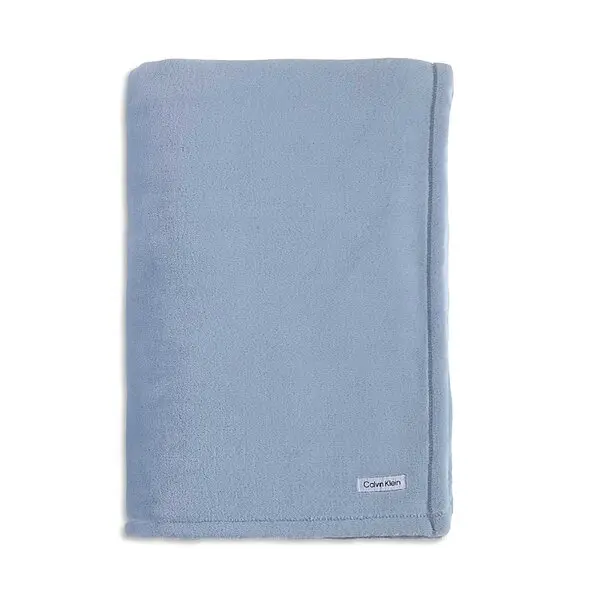 Calvin Klein Core Plush Solid Bed Blanket - Chambray Blue
