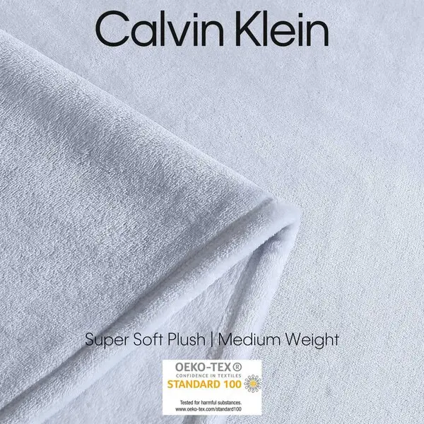 Calvin Klein Core Plush Solid Bed Blanket - Light Blue