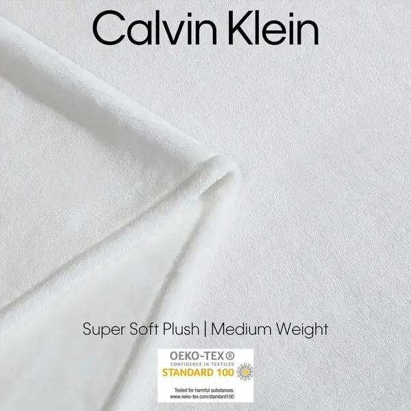 Calvin Klein Core Plush Solid Bed Blanket - White