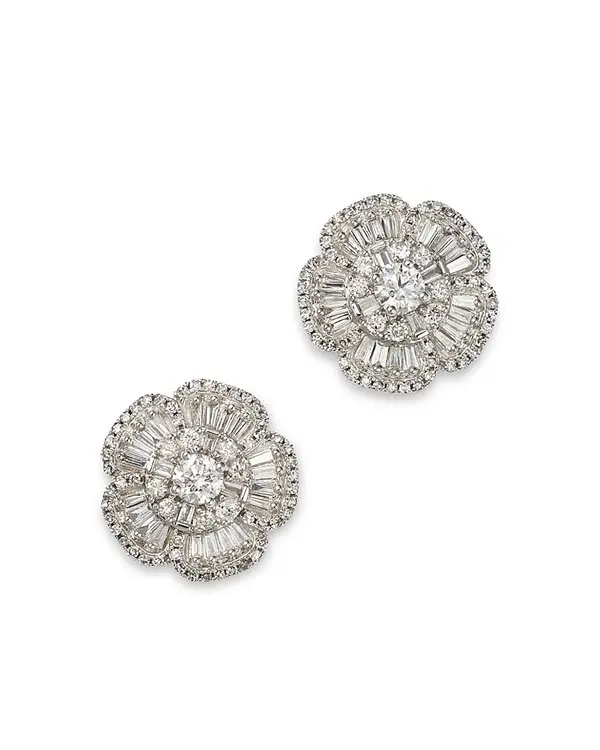 Bloomingdale'S Diamond Flower Stud Earrings, 1.0 Tcw - White