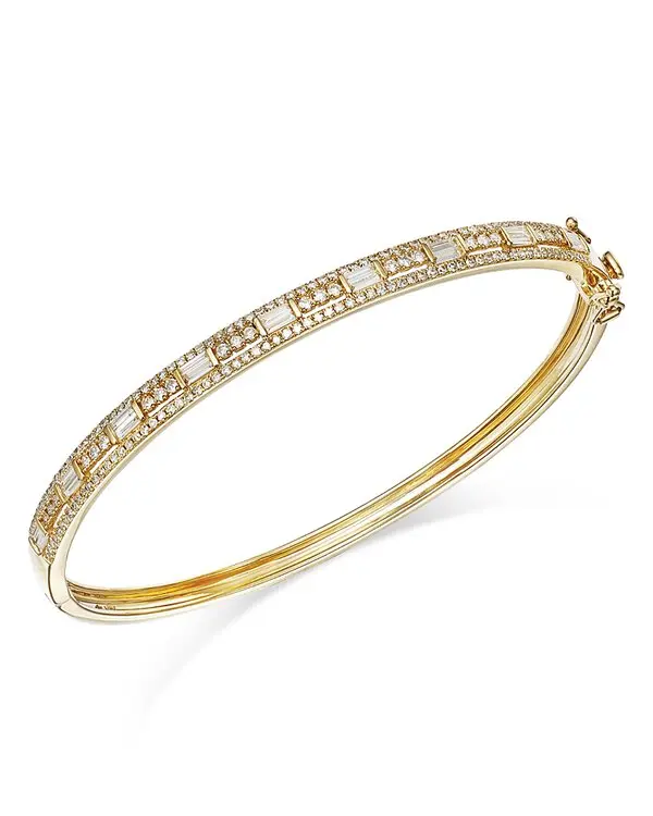 Bloomingdale'S Diamond Round & Baguette Bangle Bracelet - Gold