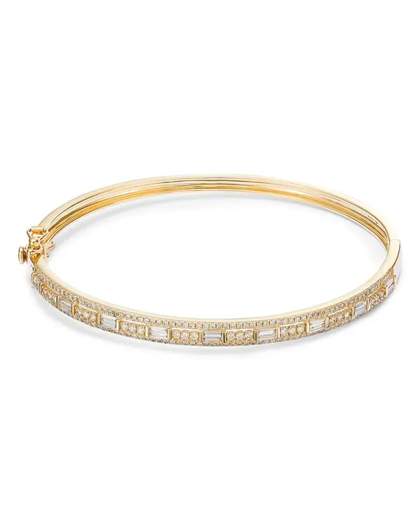 Bloomingdale'S Diamond Round & Baguette Bangle Bracelet