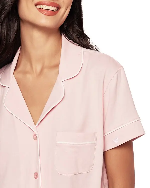 PETITE PLUME Luxe Pima Short Sleeve Short Pajama Set - Pink