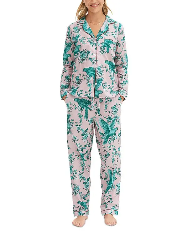Desmond & Dempsey Parpinklon Pajama Set - Pink/green