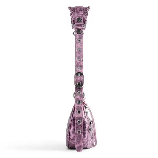 Balenciaga Le Cagole Xs Shoulder Bag Metallized Leopard Print - Pink