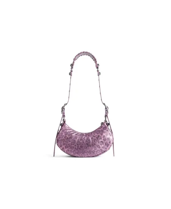 Balenciaga Le Cagole Xs Shoulder Bag Metallized Leopard Print - Pink