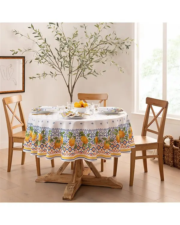 ELRENE HOME FASHIONS Capri Lemon Tablecloth, 70 X 70