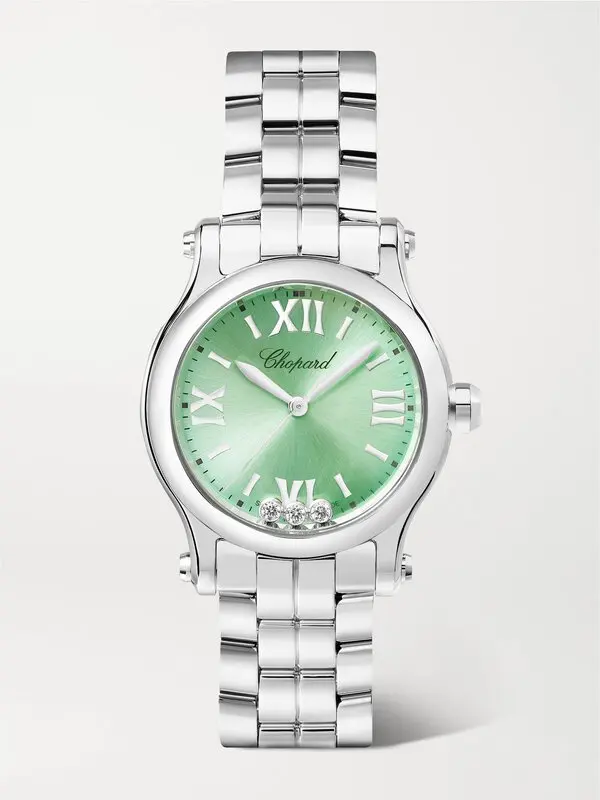Chopard Happy Sport Stainless Steel, Diamond, And Tsavorite Watch - Silver