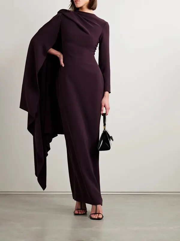 Solace London Lydia One-sleeve Cape-effect Maxi Dress