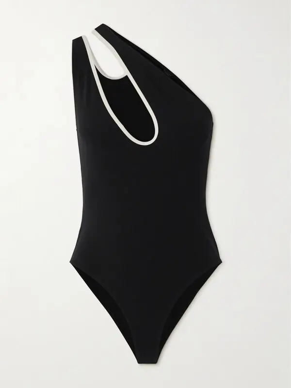 Lisa Marie Fernandez Net Sustain One-shoulder Cutout Swimsuit - Black