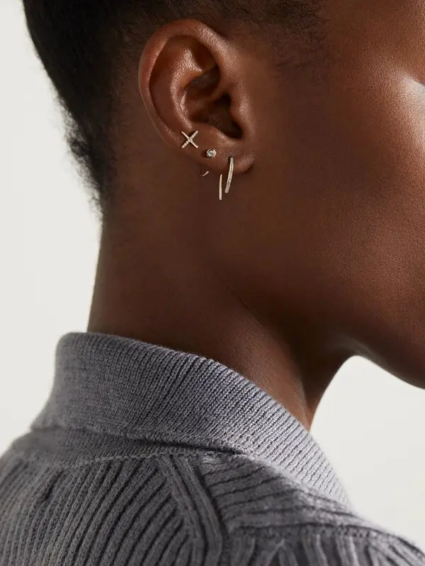 MELISSA JOY MANNING Wishbone 14-karat Recycled Diamond Earrings