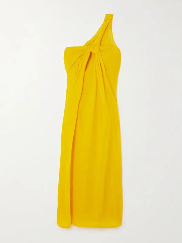 Chloé Asymmetric Knotted Pleated Wool Gown