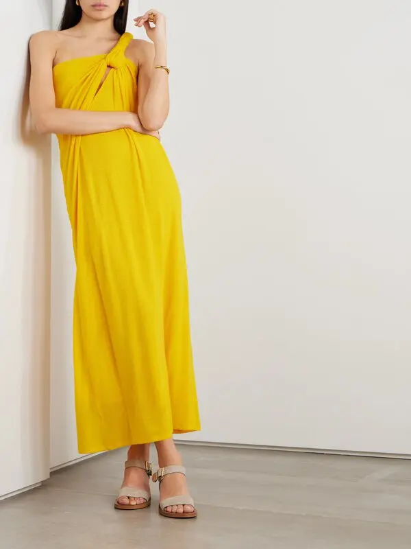 Chloé Asymmetric Knotted Pleated Wool Gown
