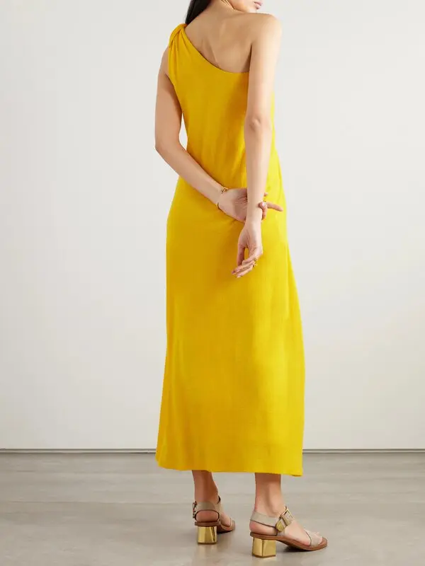 Chloé Asymmetric Knotted Pleated Wool Gown