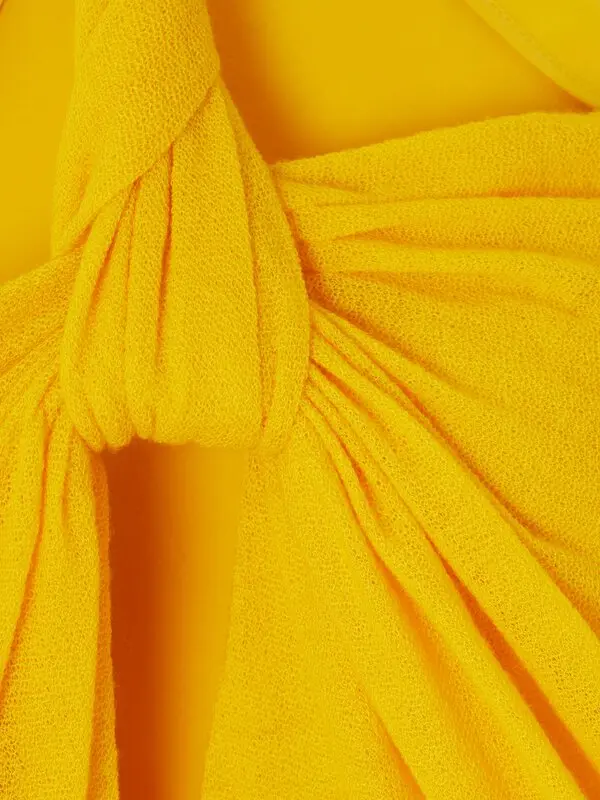 Chloé Asymmetric Knotted Pleated Wool Gown