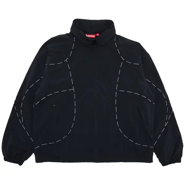 Supreme Logo Piping Hooded Track Jacket - Black | Editorialist