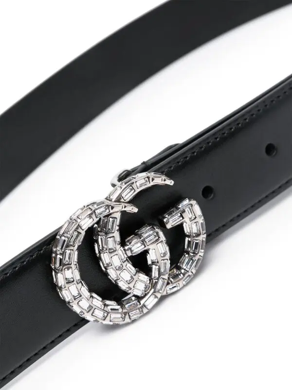 Gucci Double G Leather Belt - Black | Editorialist display picture 2