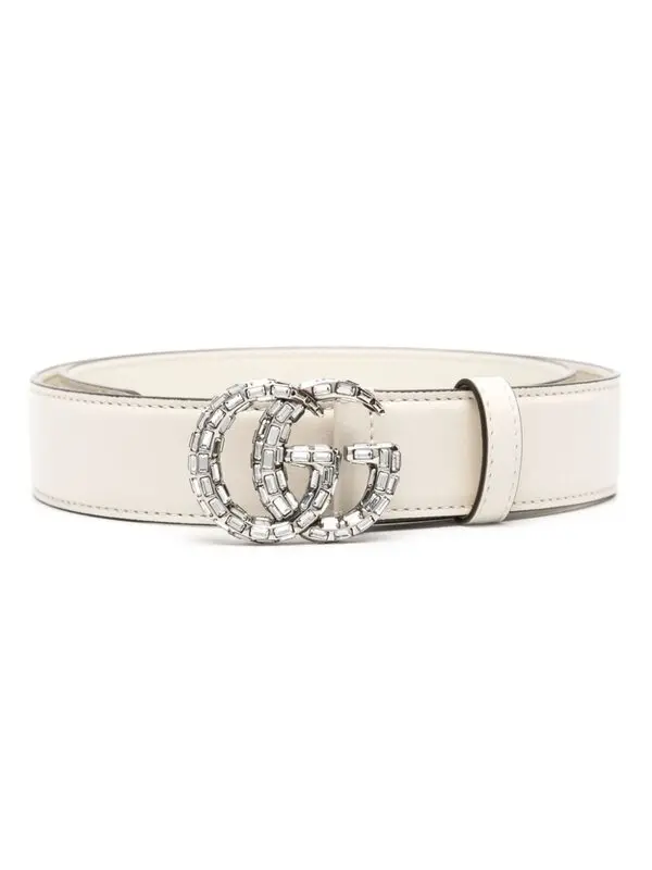 Gucci Double G Leather Belt - White | Editorialist display picture 3