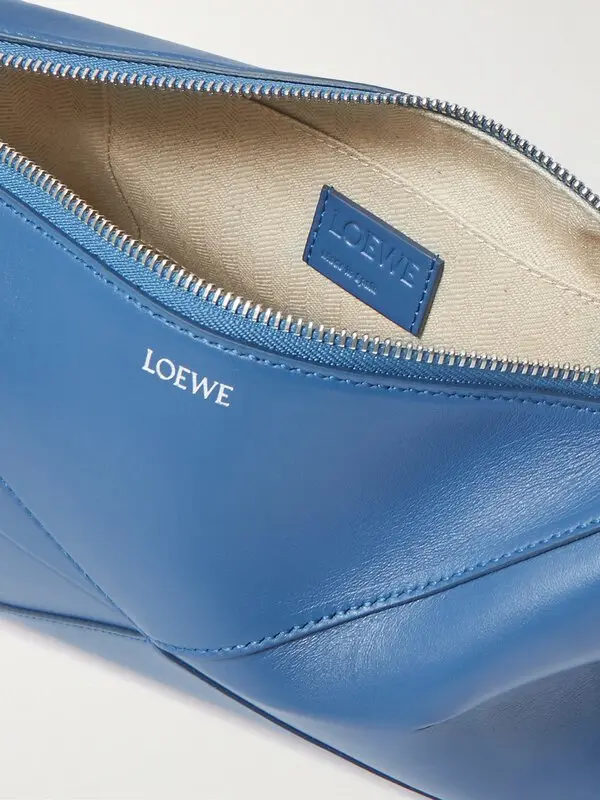 Loewe Puzzle Fold Leather Wash Bag - Blue | Editorialist