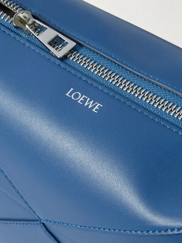 Loewe Puzzle Fold Leather Wash Bag - Blue | Editorialist