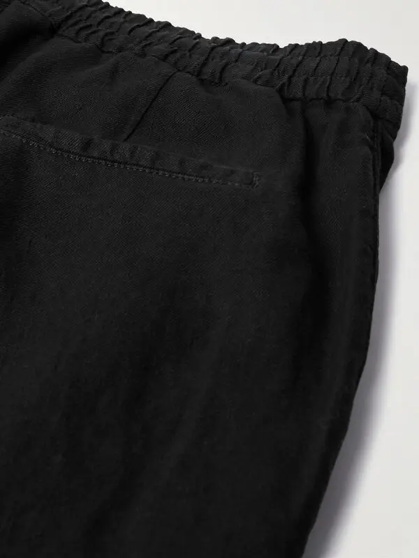 Brunello Cucinelli Straight-leg Pleated Linen-twill Drawstring Trousers - Black