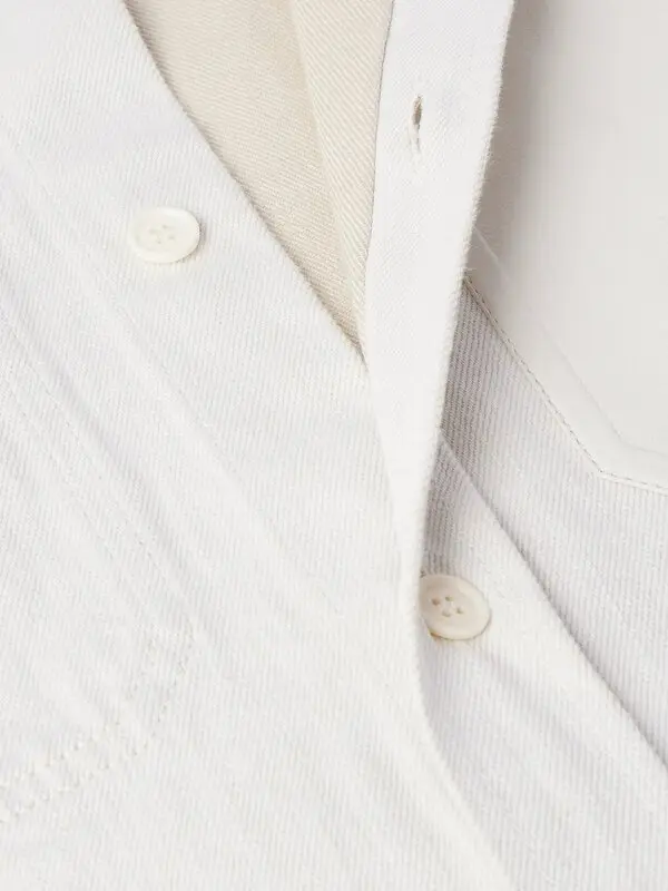 Zegna Leather-trimmed Denim Overshirt