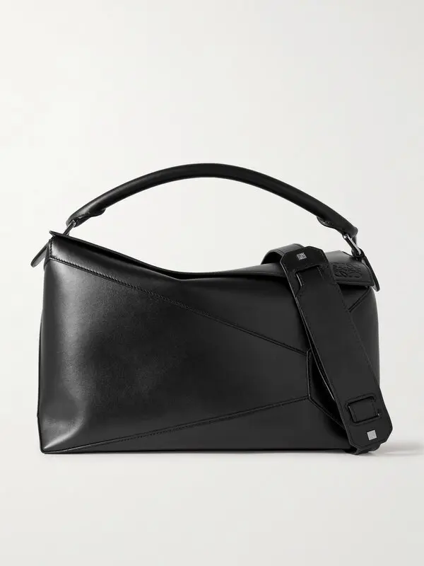 Loewe Puzzle Edge Logo-debossed Leather Messenger Bag - Black