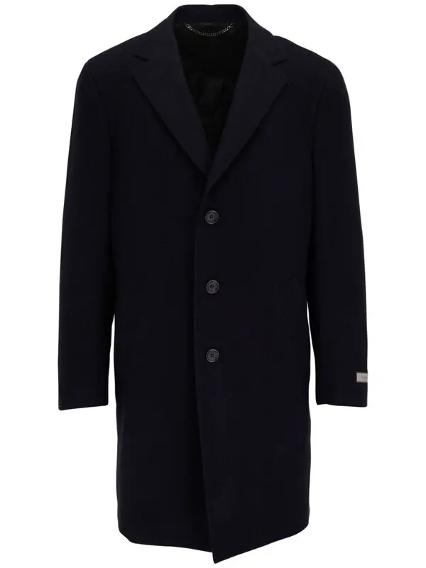 Canali Single-breasted Logo-appliqué Coat