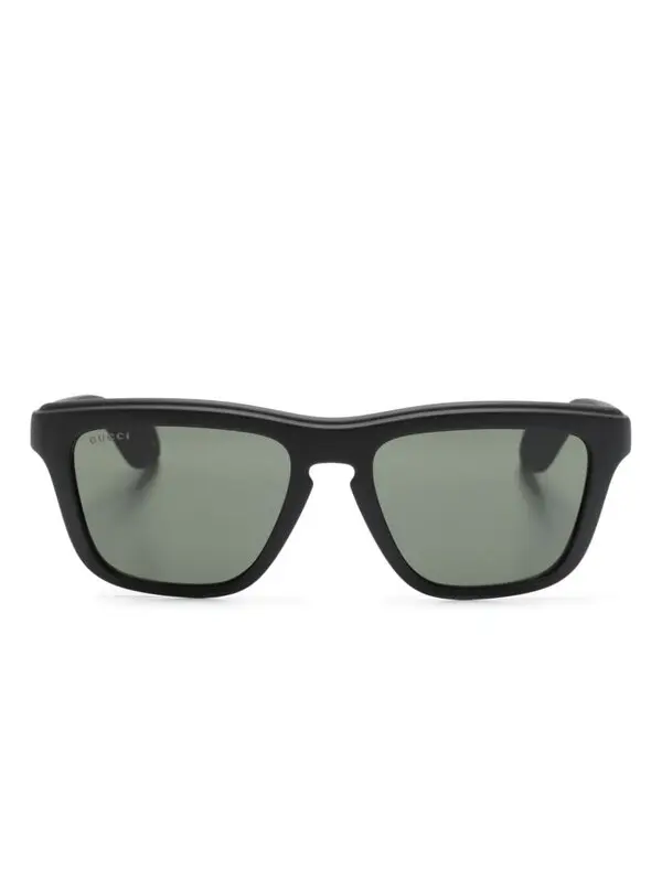 Gucci Logo-engraved Square-frame Sunglasses - Black
