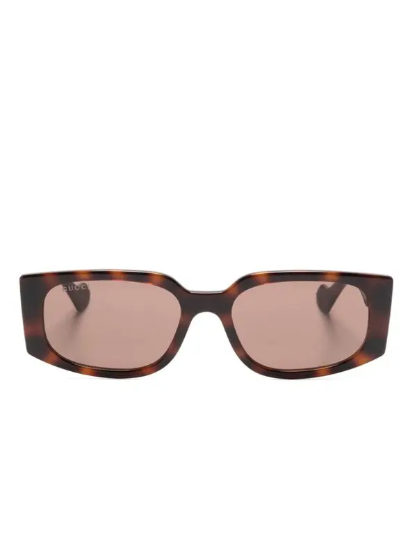 Gucci Double G Rectangle Sunglasses - Brown