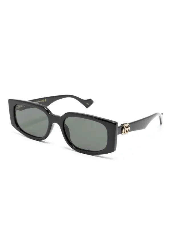 Gucci Double G Rectangle-frame Sunglasses - Black