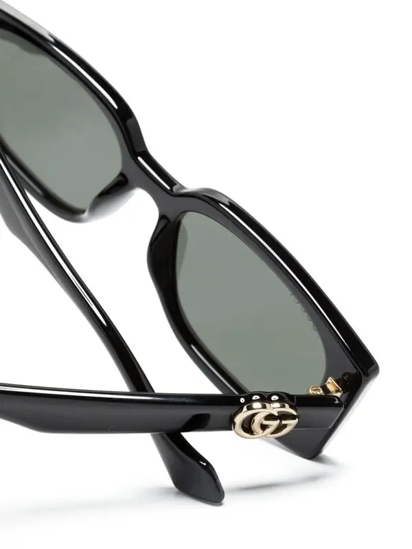 Gucci Double G Rectangle-frame Sunglasses - Black
