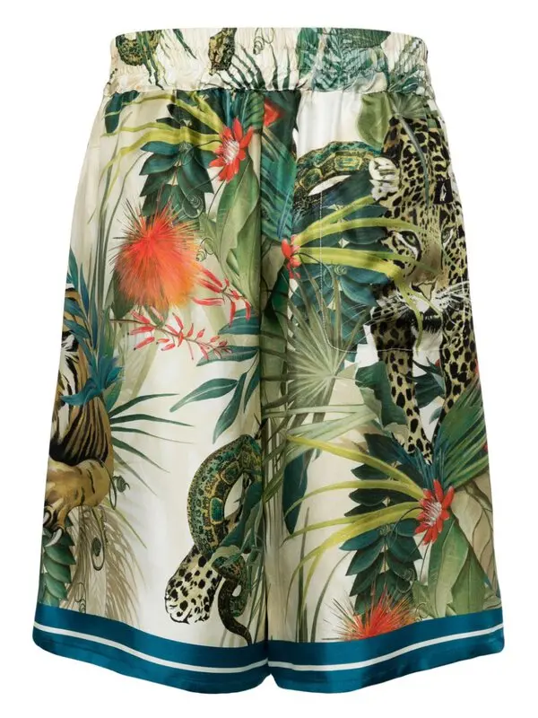 Roberto Cavalli Jungle-print Silk Shorts