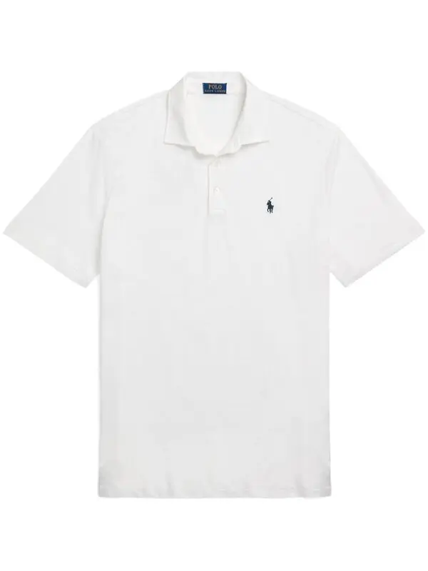 Polo Ralph Lauren Cotton/linen Polo Pony Embroidered Short Sleeve Polo Shirt - White